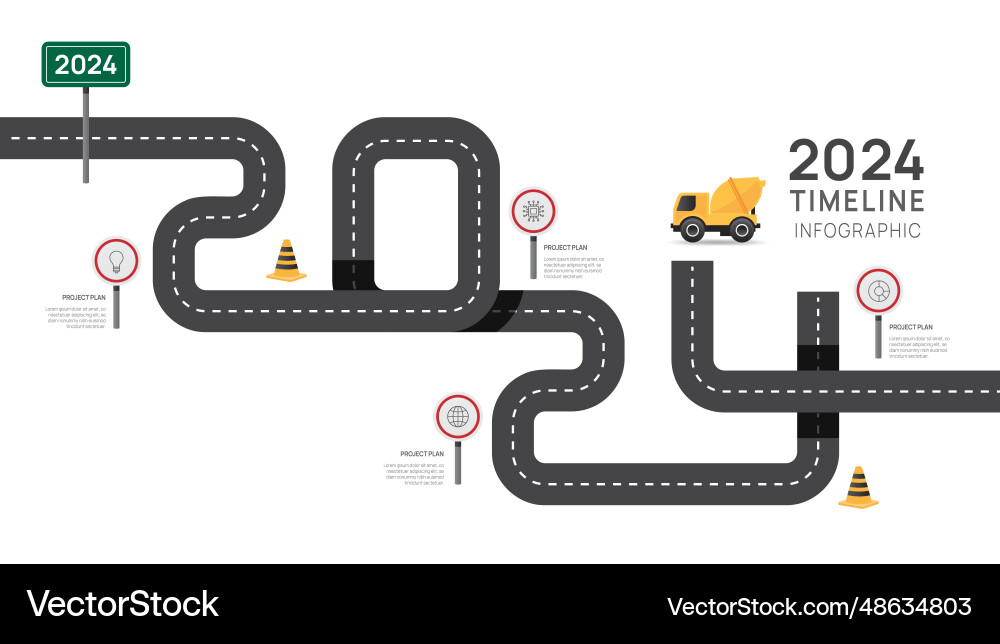 2024 business road map timeline infographic Vektorbild