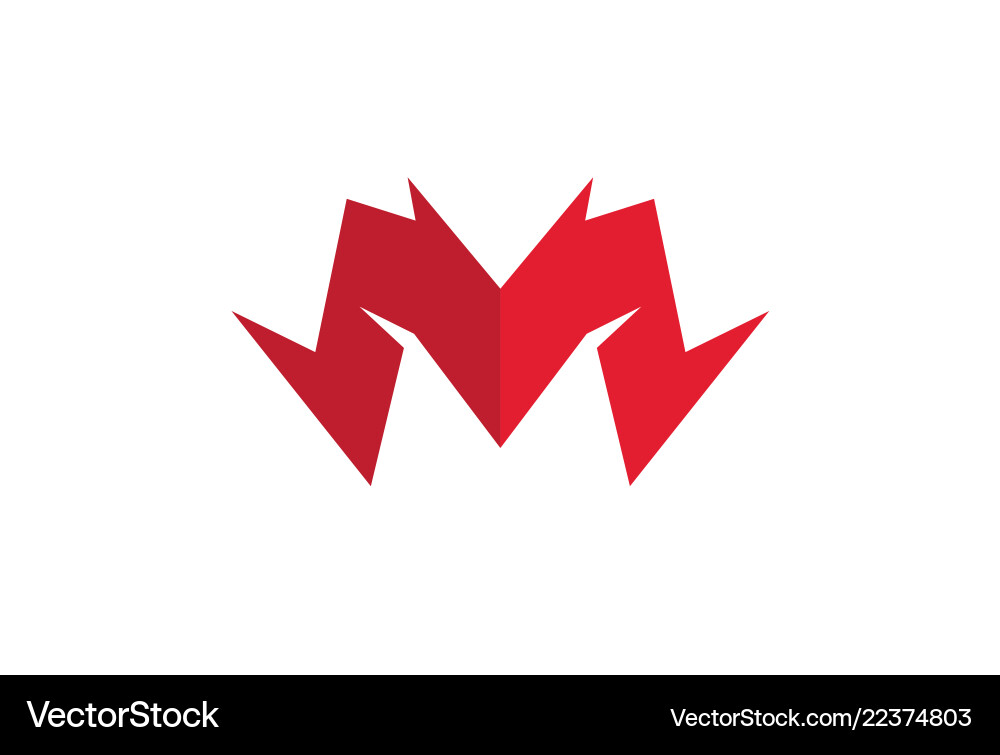 Creative sharp red m letter font logo Royalty Free Vector
