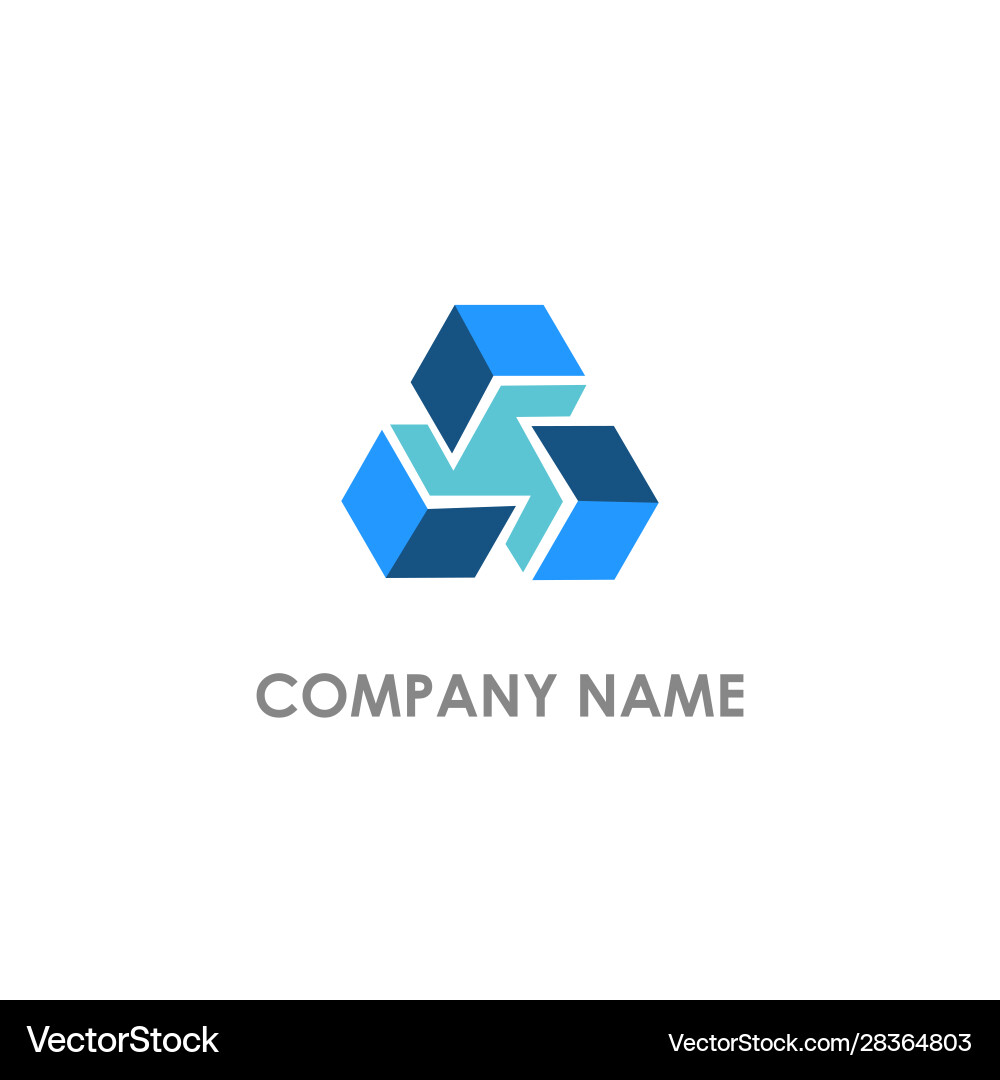 Cube 3d square connect business logo Royalty Free Vector