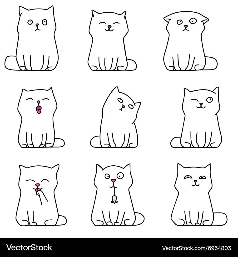 Cute white kittens Royalty Free Vector Image - VectorStock