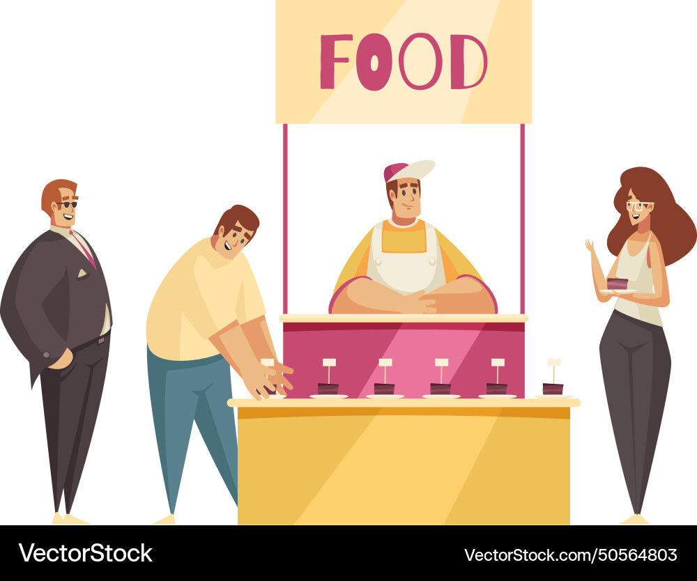 Expo food booth composition Royalty Free Vector Image