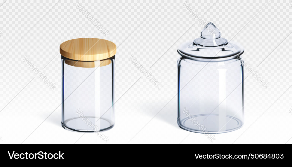 Glass transparent jar mockup closed with cap Vector Image