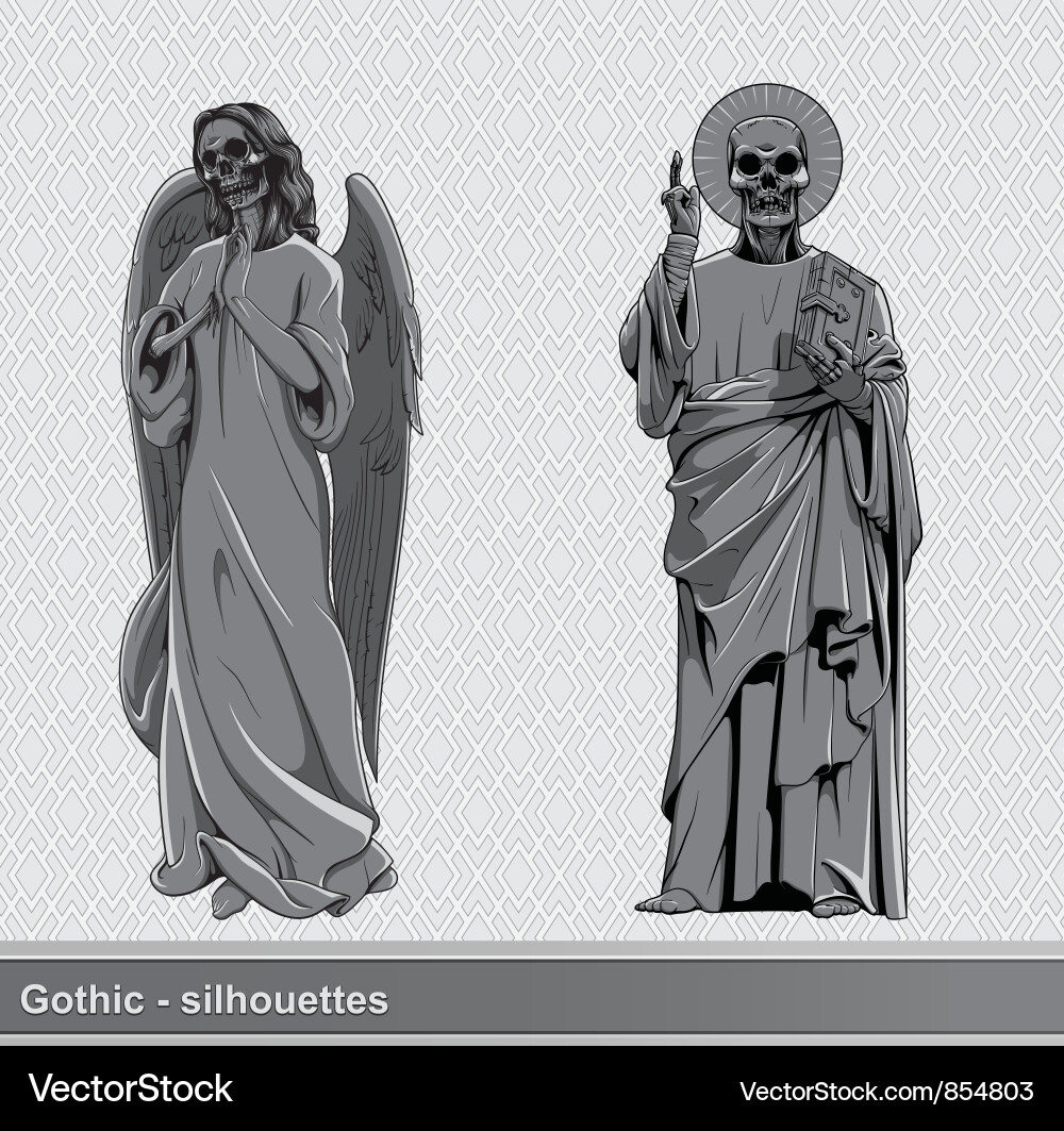Gothic Priest Silhouettes Set Royalty Free Vector Image