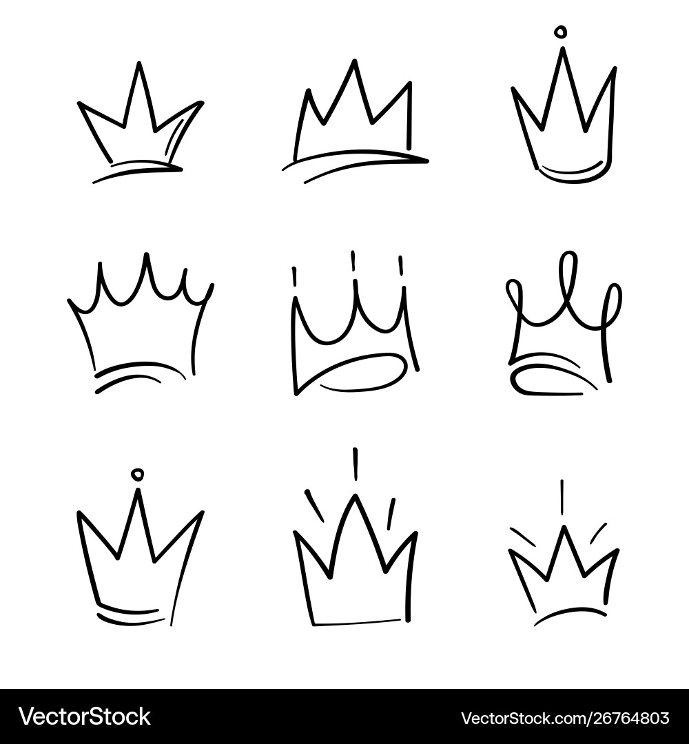 Hand Drawn Crown Set - Regal Icons Royalty Free Vector Image