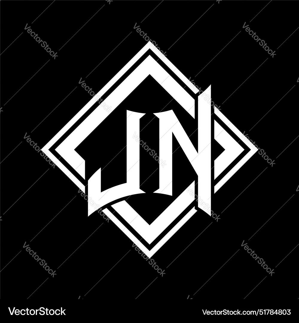 Jn letter logo abstract shield shape with square Vector Image