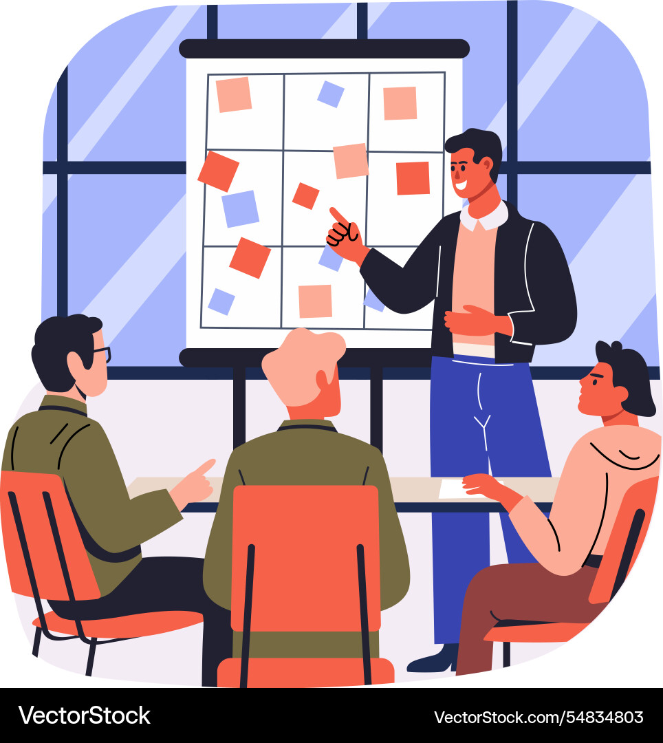 Manager discussion team strategy flat Royalty Free Vector
