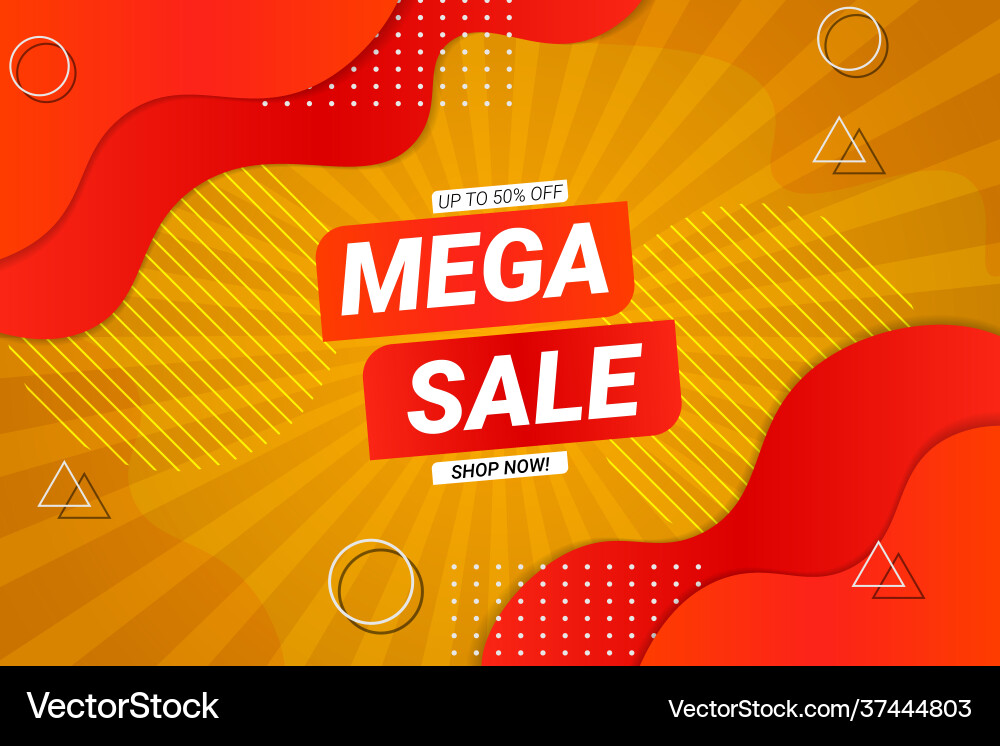 Mega sale background yellow and orange dynamic Vector Image