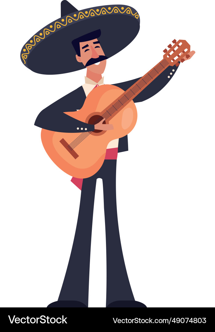 Mexican mariachi with guitar Royalty Free Vector Image