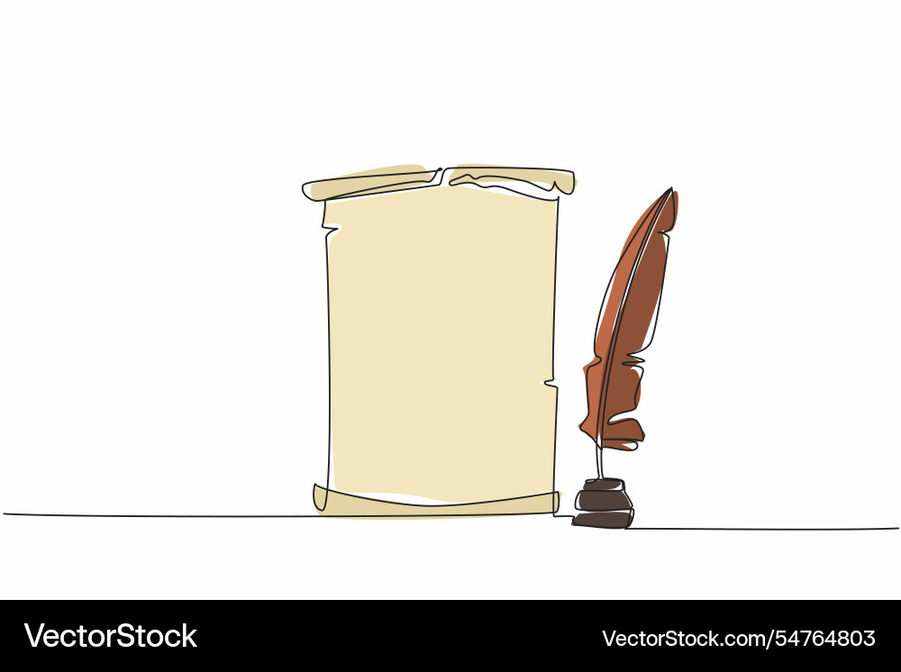 Single one line drawing a sheet of old paper Vector Image