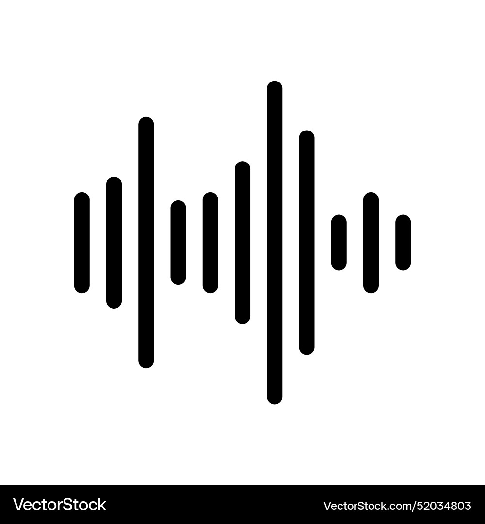Sound wave linear logo mark in black and white Vector Image