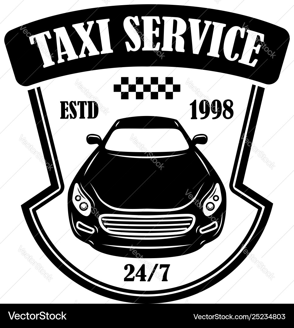 Taxi service emblem design element for logo label Vector Image