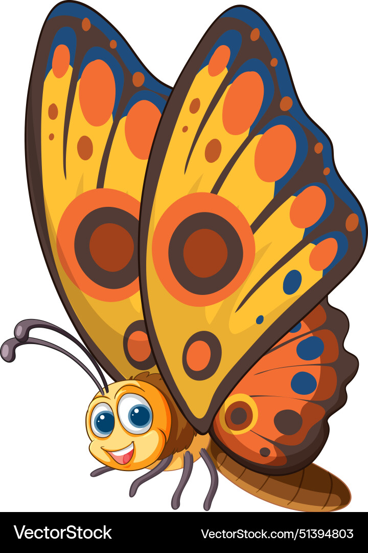 Vibrant cheerful butterfly with a smiling face Vector Image