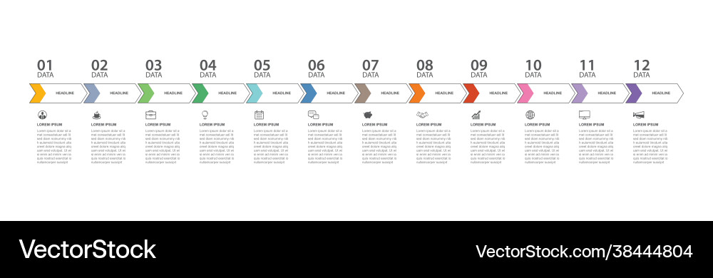 12 data infographics tab thin line index template Vector Image