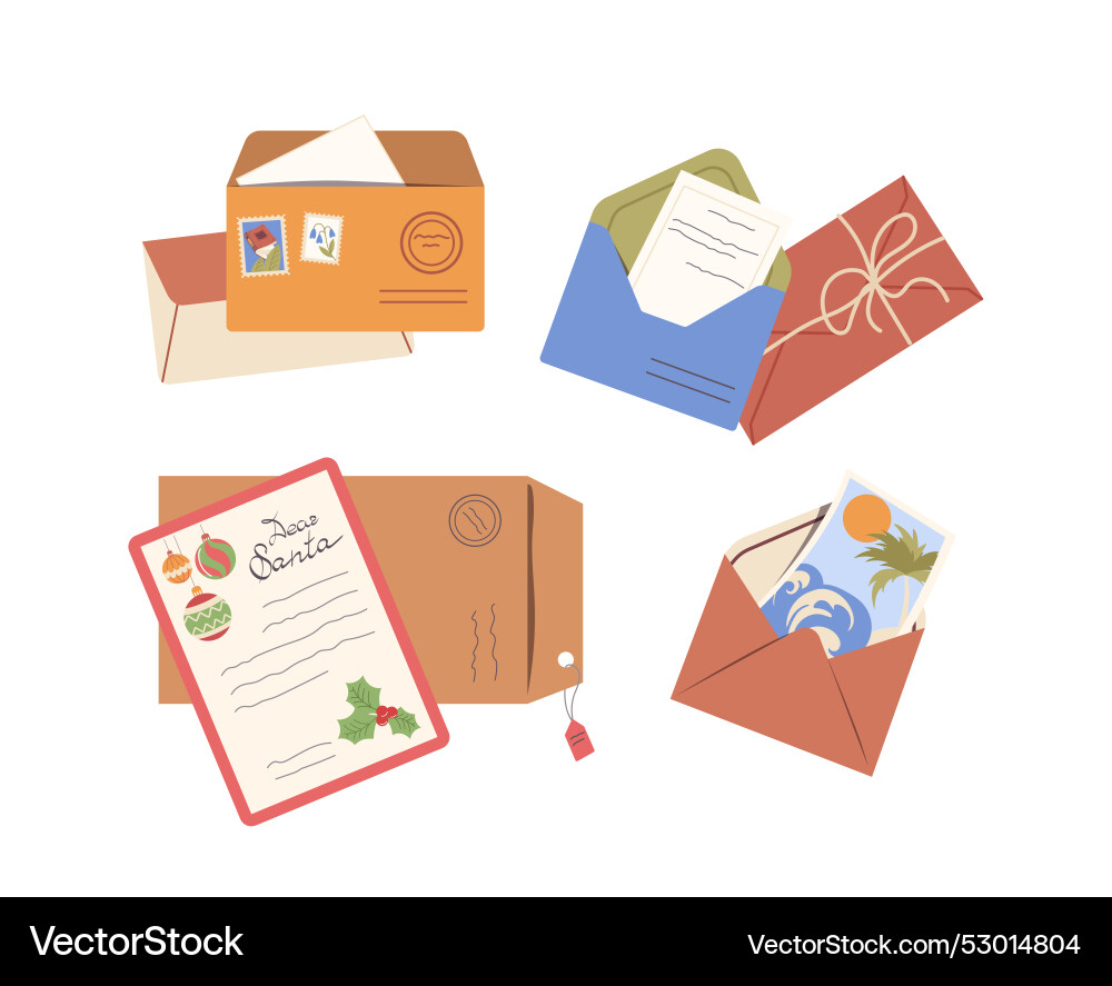 Christmas letter gift parcel and greeting card Vector Image