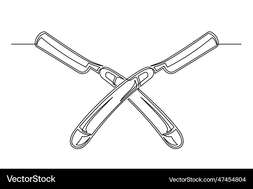 Continuous one line barber razors Royalty Free Vector Image