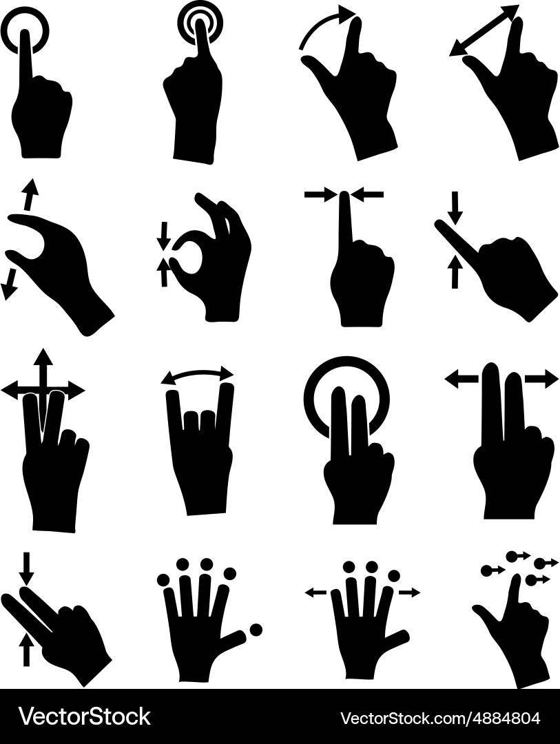 Hand gestures icons set Royalty Free Vector Image