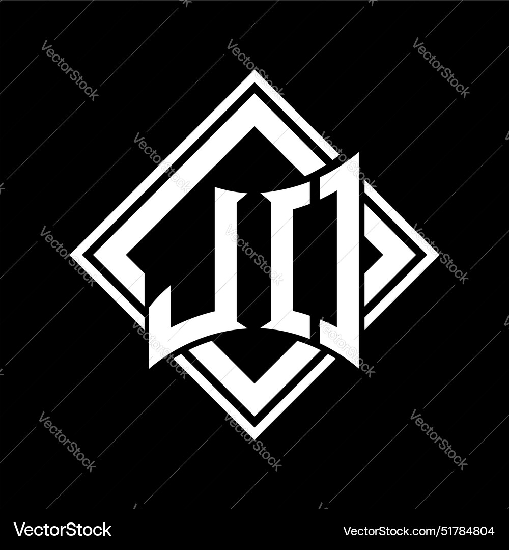 Jo letter logo abstract shield shape with square Vector Image