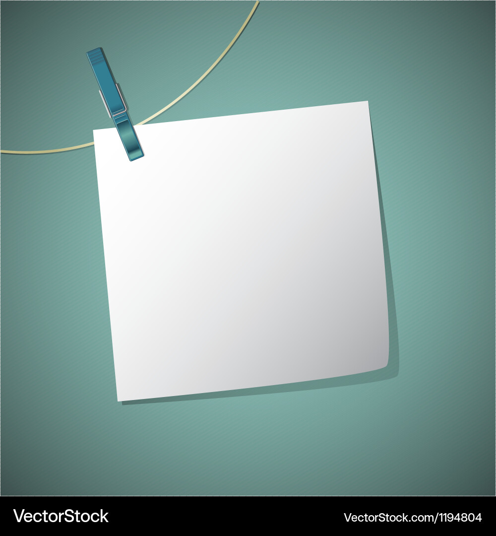 Note paper hang on string with clothes pin Vector Image