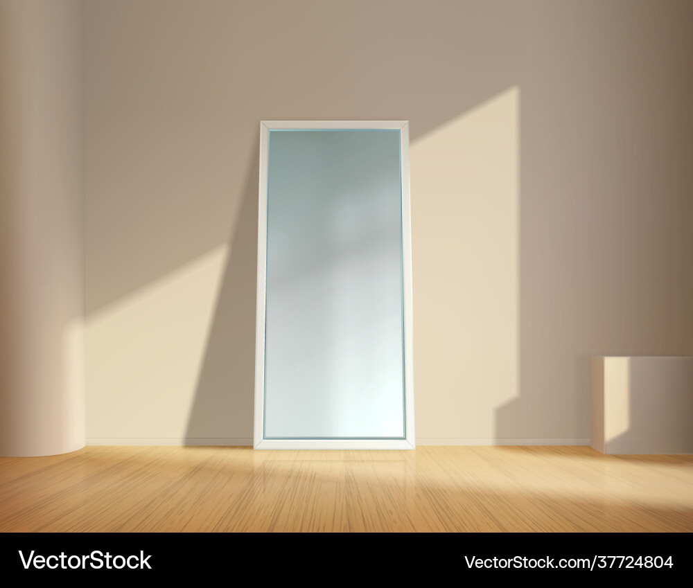 Realistic mirror empty room with square Royalty Free Vector