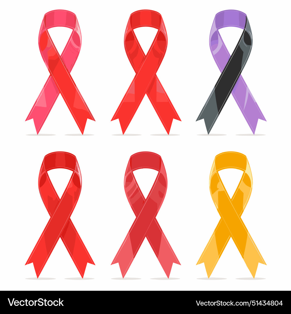 Six awareness ribbons Royalty Free Vector Image
