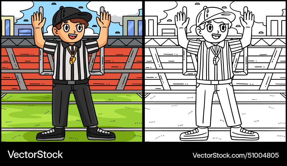 American football referee coloring Royalty Free Vector Image