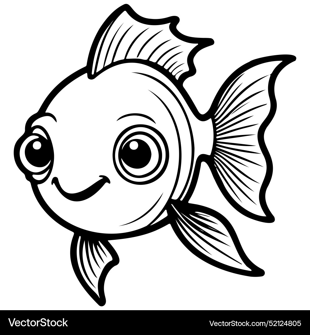 Cartoon fish hand drawn line transparent Vector Image