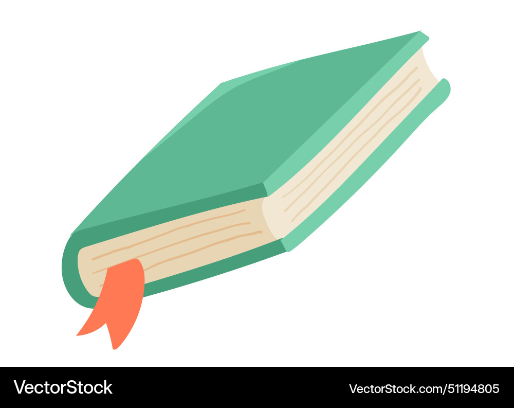 Closed book with bookmark in flat design textbook Vector Image