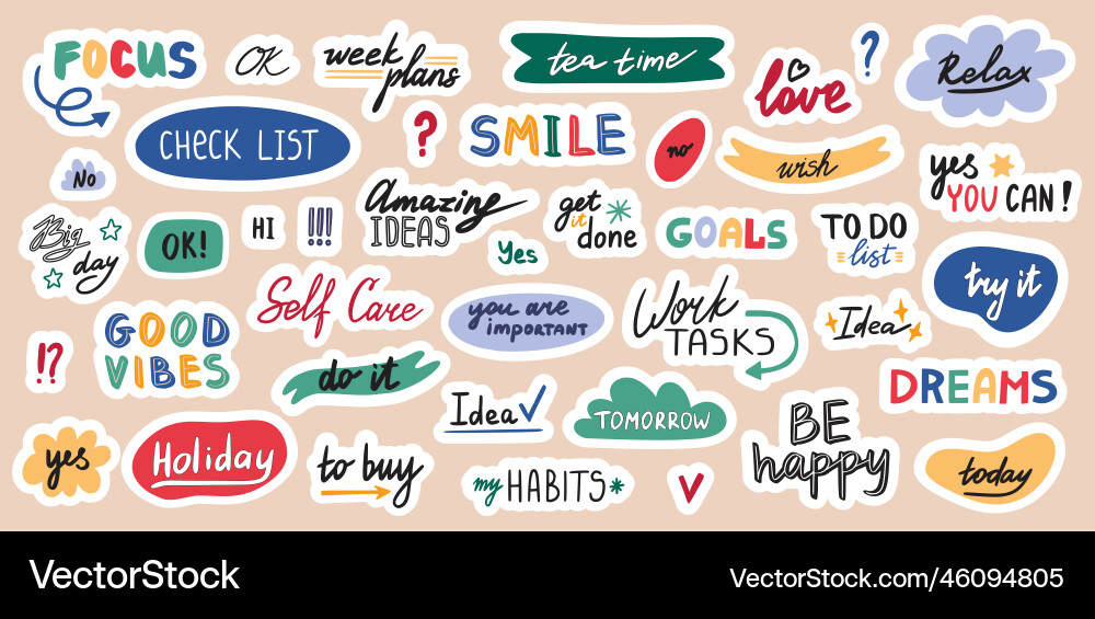 Cute Sticker Diary Planner Elements Royalty Free Vector