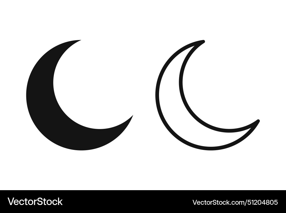 Moon icon and crescent set Royalty Free Vector Image