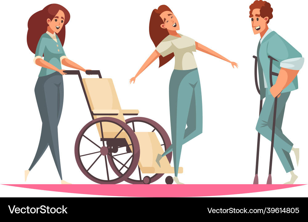 Physiotherapy cartoon composition Royalty Free Vector Image