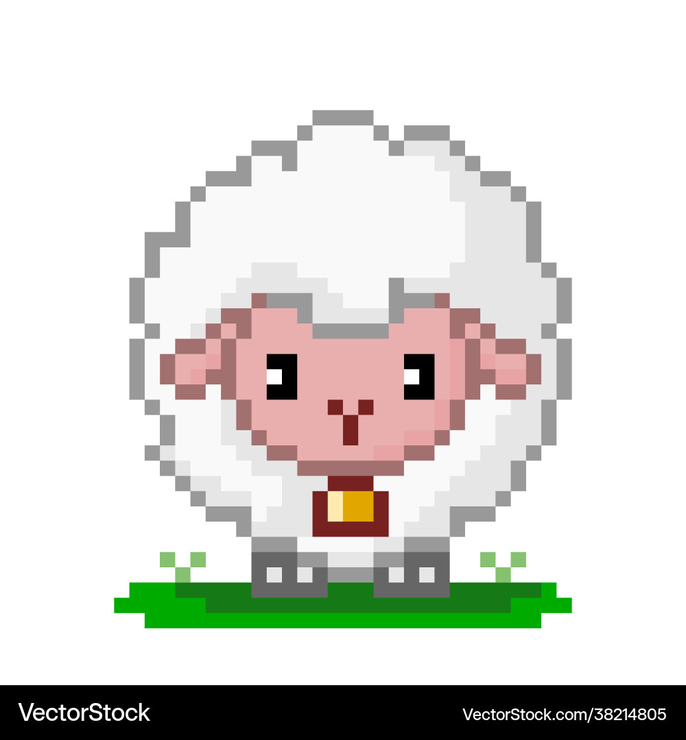Pixel sheep image for 8 bit game assets Royalty Free Vector