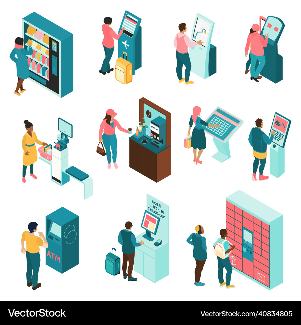 Self service set Royalty Free Vector Image - VectorStock