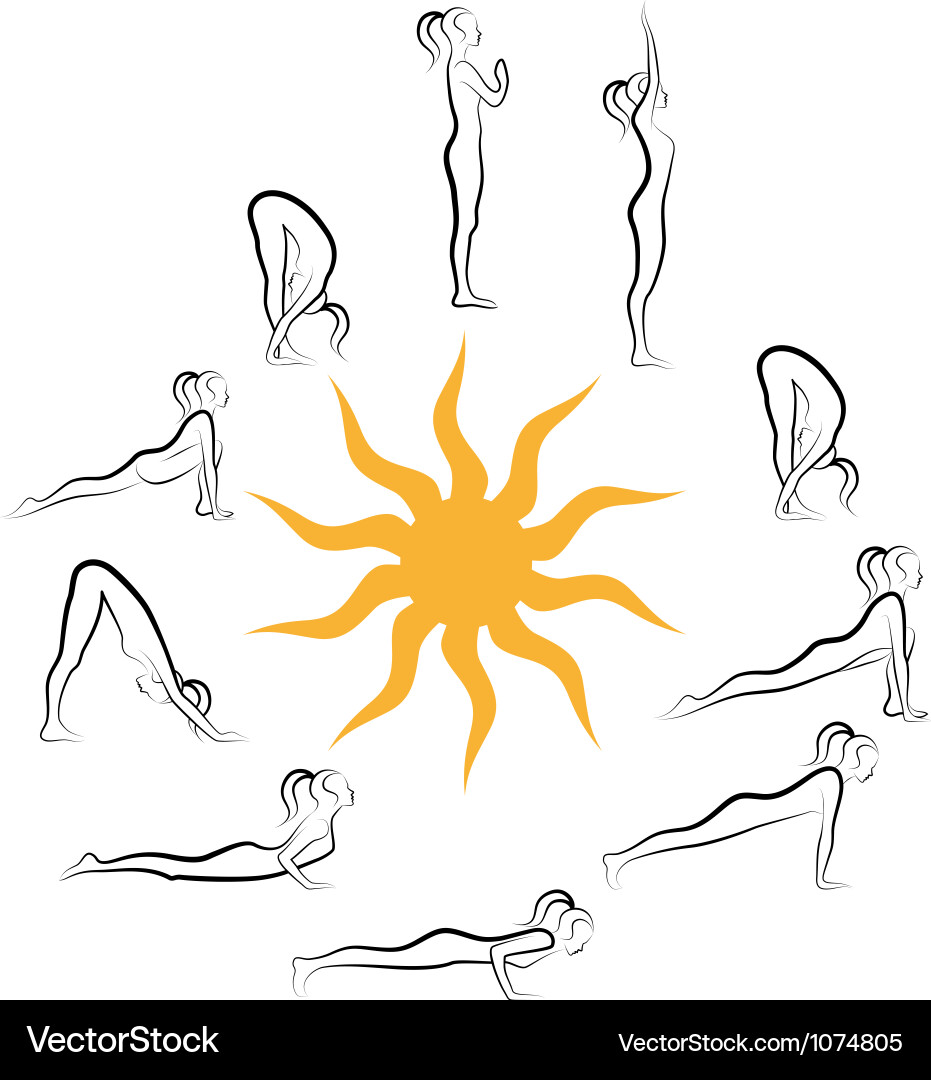 Yoga sun salutation Royalty Free Vector Image - VectorStock