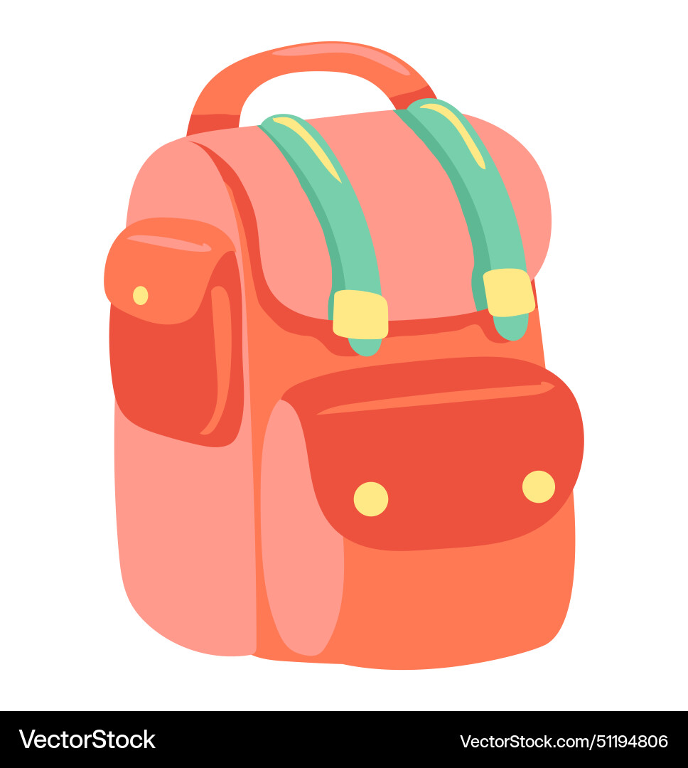 Backpack with pockets in flat design travel Vector Image