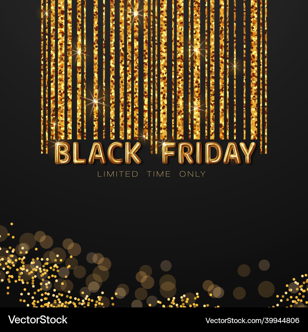 Black friday lettering golden glossy color Vector Image