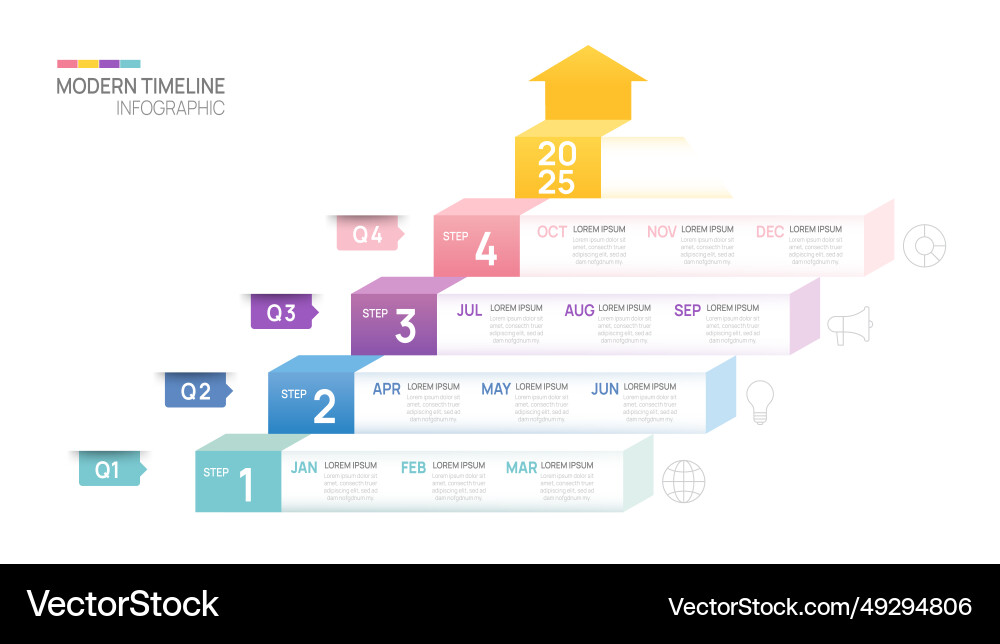 Business step timeline infographic arrow template Vector Image