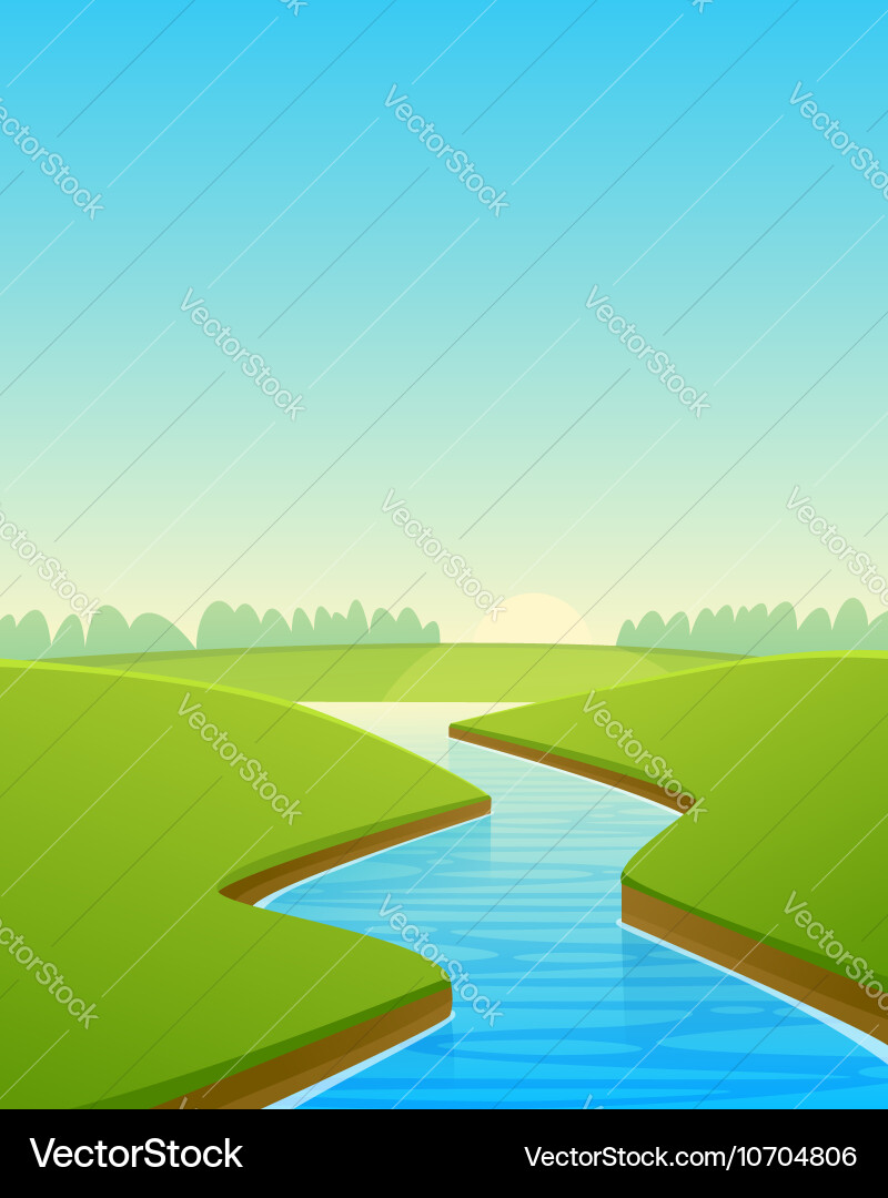 Cartoon river landscape Royalty Free Vector Image