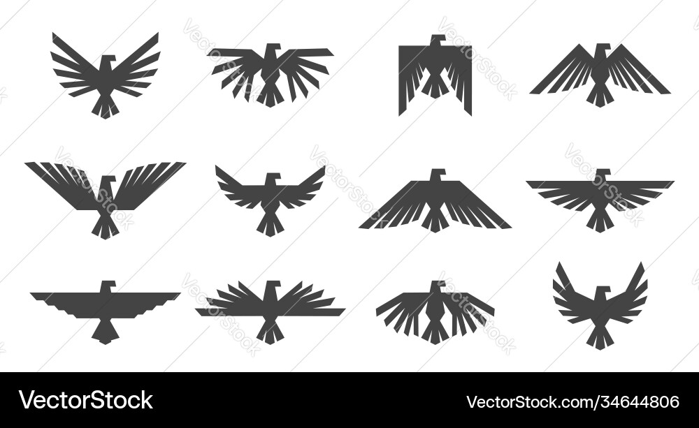 Eagle Icon Set - Birds of Prey Royalty Free Vector Image