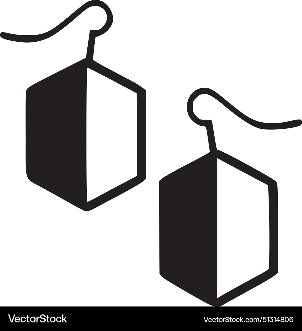 Earrings - black and white isolated icon Vector Image