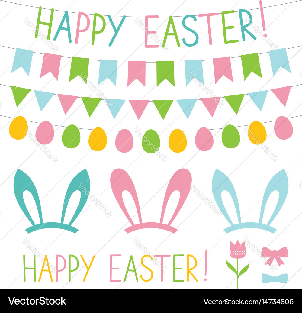 Easter design elements set Royalty Free Vector Image