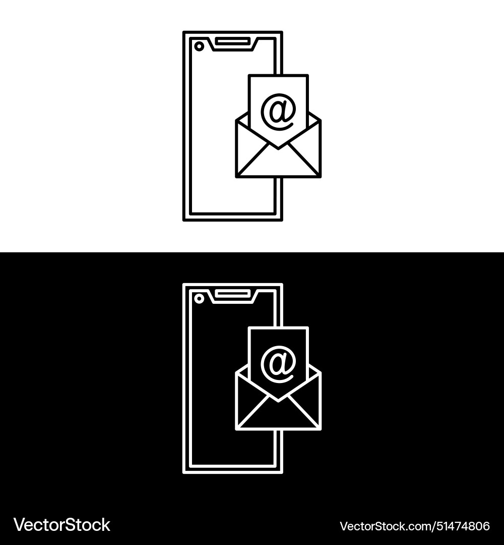 Emails icon thin linear outline Royalty Free Vector Image