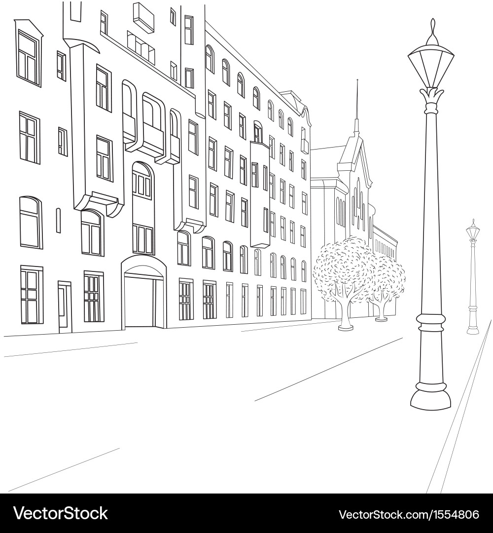 European street Royalty Free Vector Image - VectorStock