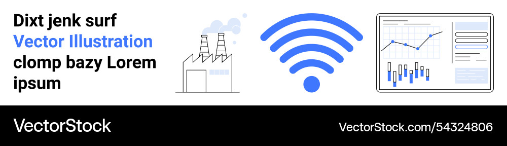 Factory emissions wireless connectivity Royalty Free Vector