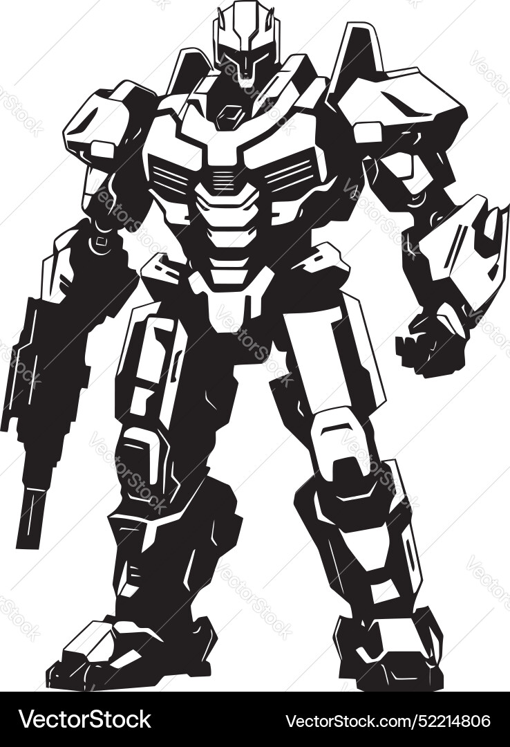 Lethal vigilant black armed robot iconic identity Vector Image