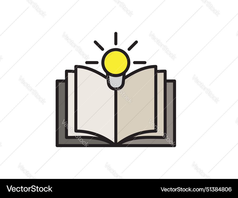 Library theme icon with book light bulb Royalty Free Vector