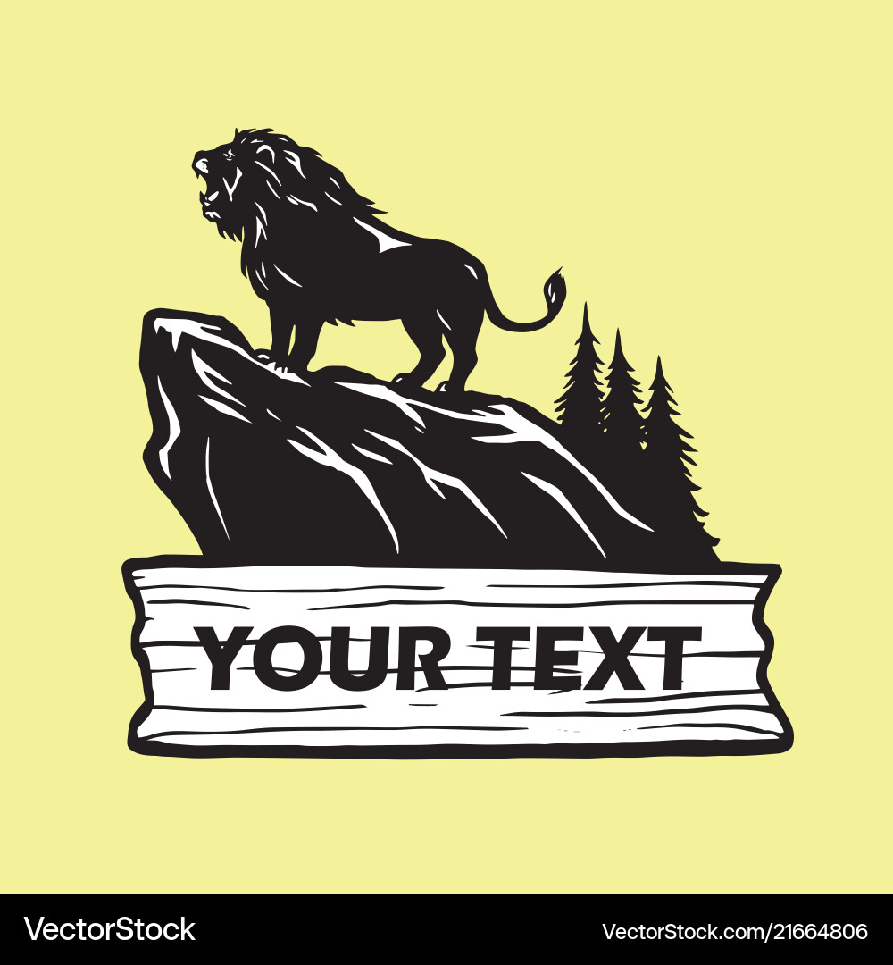 Lion snarling on a rock hill Royalty Free Vector Image