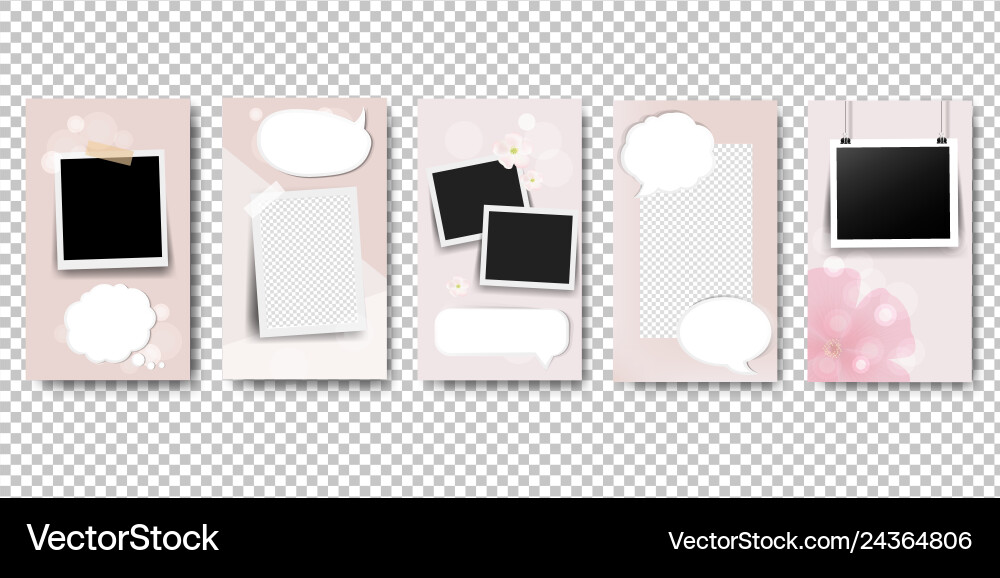 Pink stories template isolated transparent Vector Image