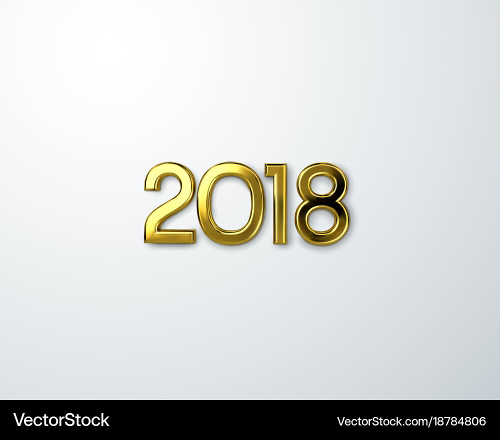 Realistic 2018 golden numbers on white background Vector Image