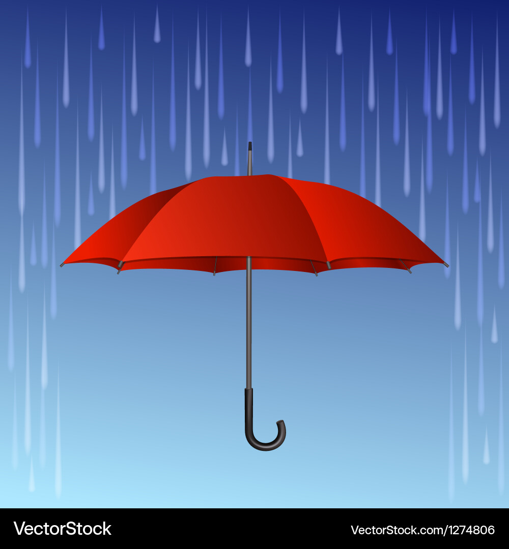 Red umbrella and rain drops Royalty Free Vector Image