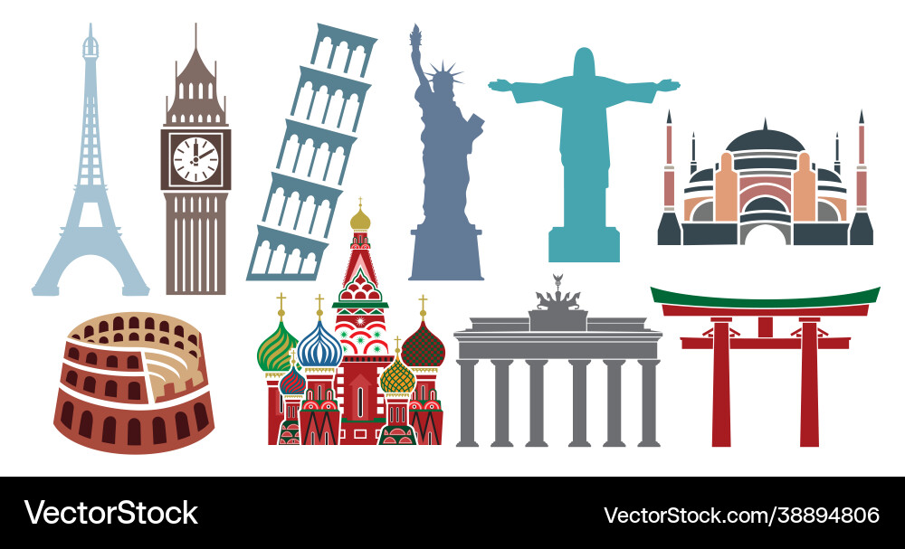 World cities icons Royalty Free Vector Image - VectorStock